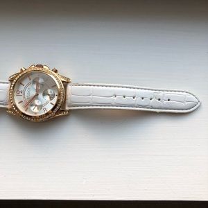 Studio Time | Accessories | Rose Gold White Leather Studio Time Watch ...